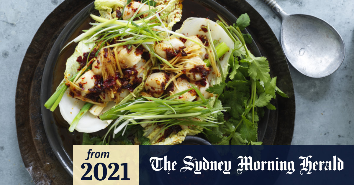 Neil Perry recipe: steamed scallops with chilli and black vinegar”