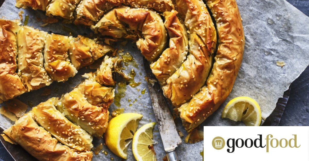 Vegan filo pastry spiral pie with artichoke, green olive and spinach ...