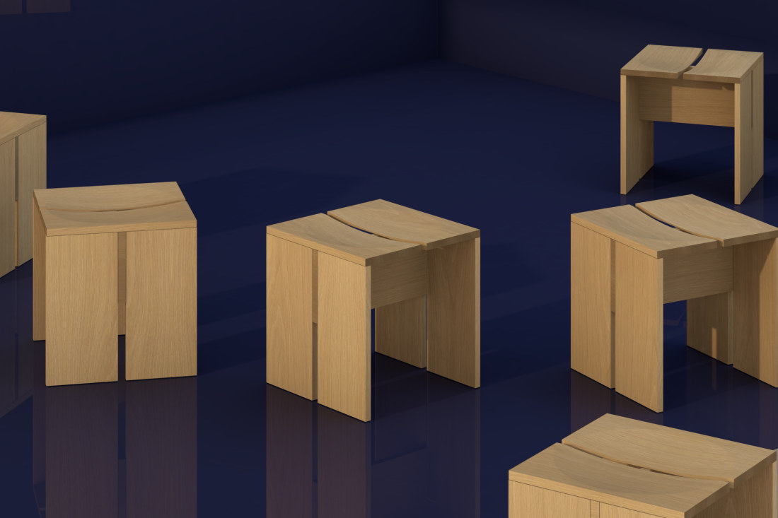 MPavilion 2023: Melbourne architect Robert Davidov’s square pine stool ...