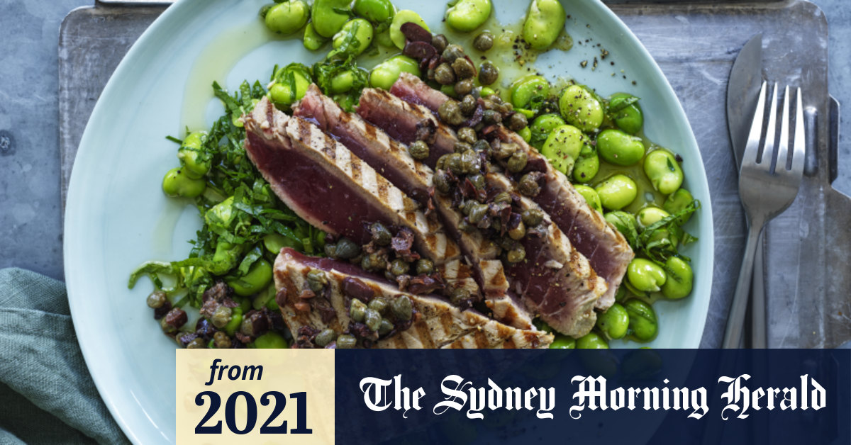 Neil Perry recipe: tuna steaks with broad beans and tapenade