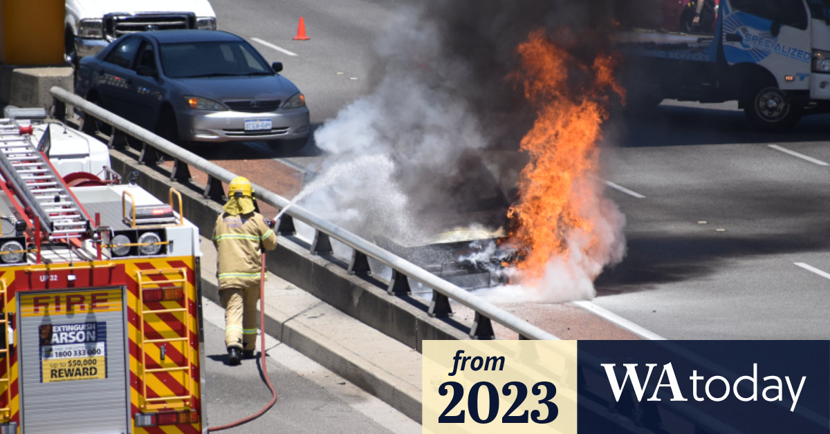 Car fire Mitchell Freeway: Traffic brought to a standstill as car ...