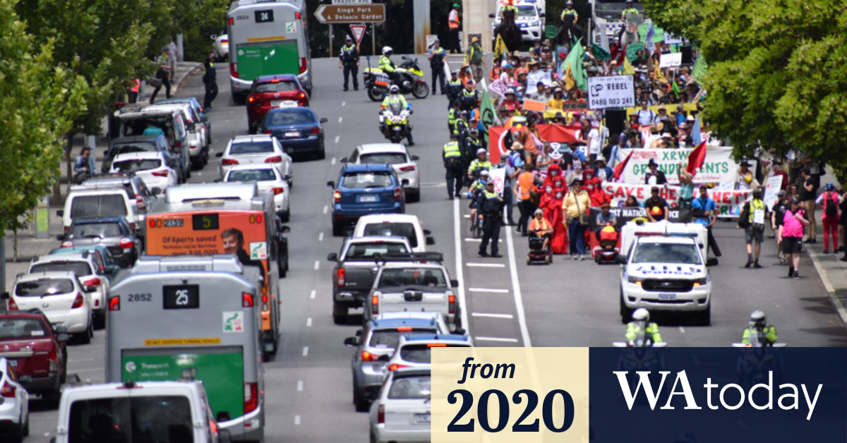 Protesters block Perth city bridge as they march for action on climate ...