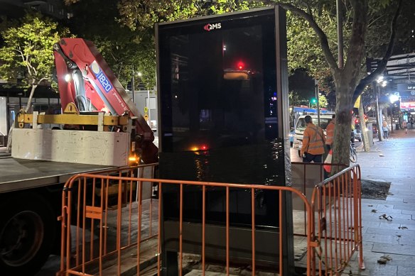 XL advertising screens installed on Sydney streets overnight