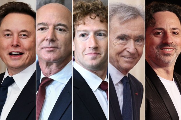 Elon Musk, Jeff Bezos, Mark Zuckerberg, Bernard Arnault, Sergey Brin ...