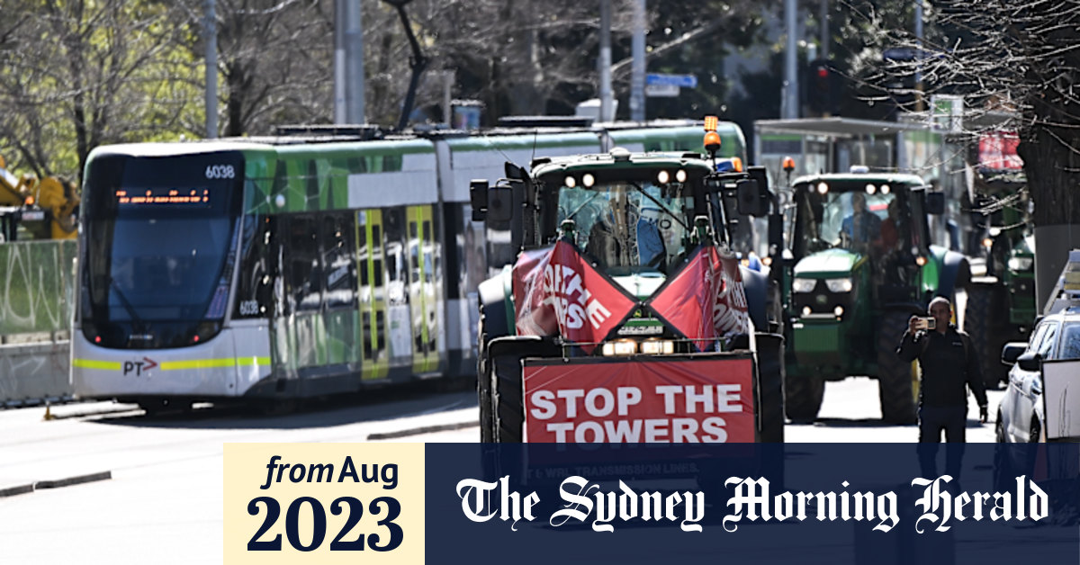 Farmers’ power lines protest goes to heart of Melbourne
