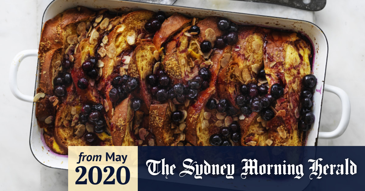 Helen Goh recipe: baked french toast with almond and blueberry maple sauce