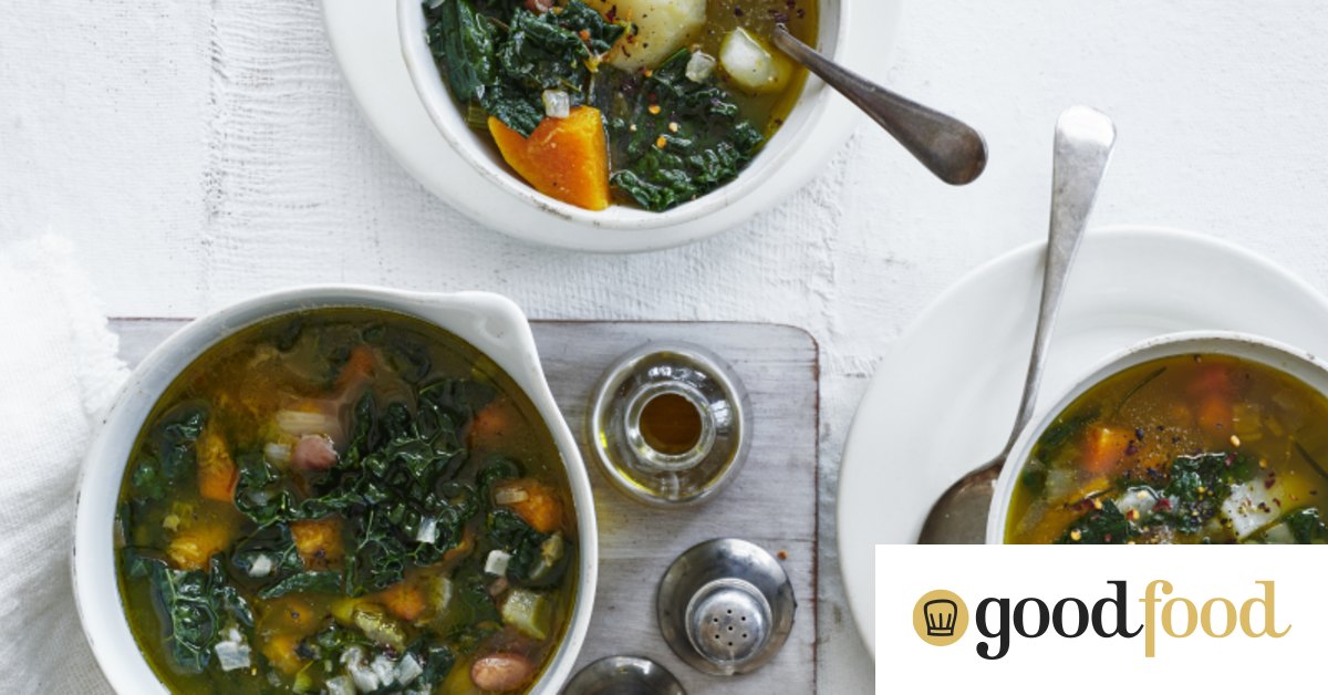 Tuscan soup recipe; borlotti bean, pumpkin, potato and kale soup; zuppa ...