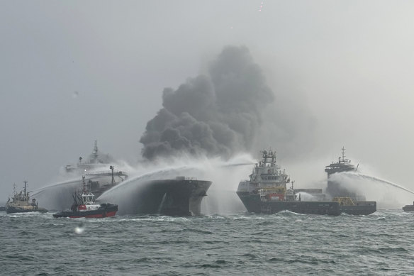 ‘A massive fireball’: Fuel tanker and cargo ship collide in the North ...