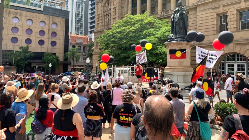Thousands gather to protest Australia Day in Brisbane
