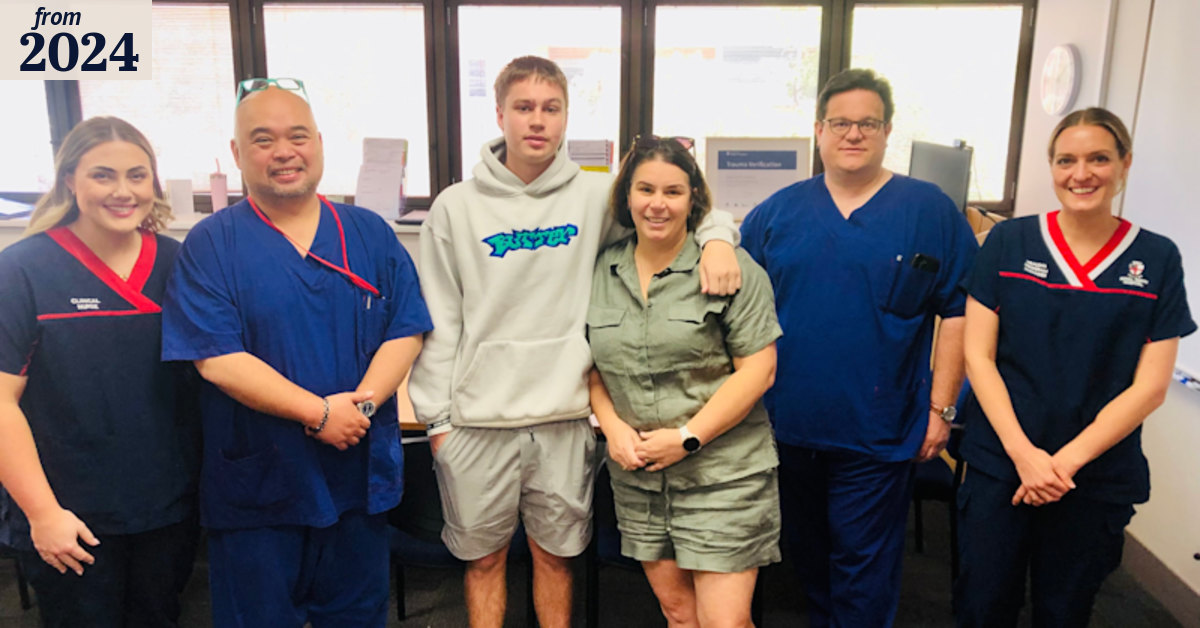 ‘I owe it all to you blokes’: Tyler Rowe reunited with life-saving surgeons