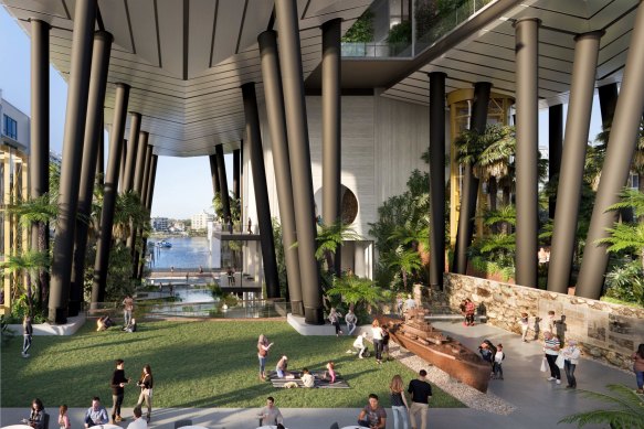 ‘Floating’ tower planned for heritage inner-city dock site