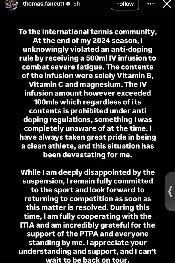 Australian tennis player Thomas Fancutt pinged for anti-doping breach ...