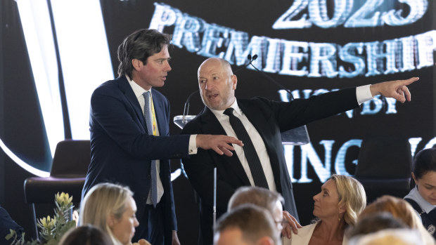 Richard Goyder farewells Gil McLachlan. Again