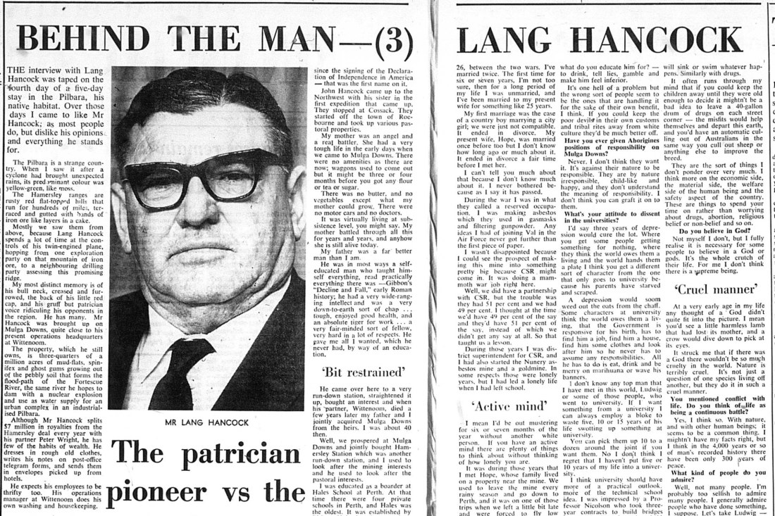 From the archives: Behind the scenes with Lang Hancock