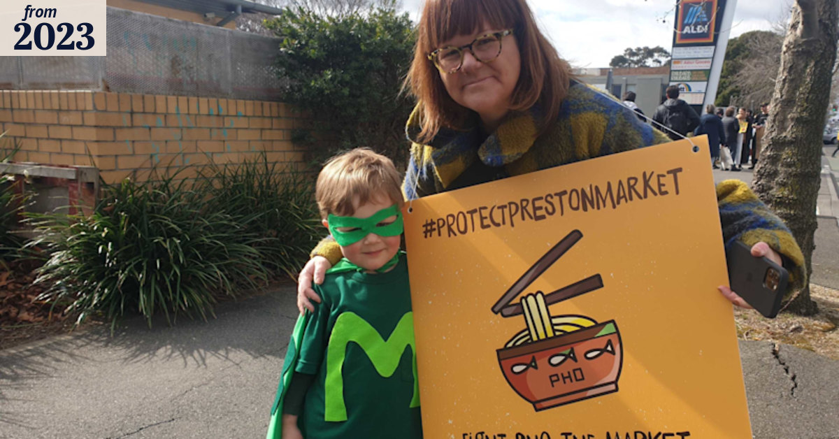 Preston Market: People power, puppets and puns at protest