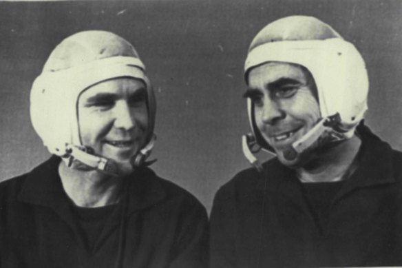 Cosmonaut at controls of Soviet Space Race