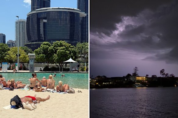 Darkness rolls over Brisbane in brief-but-mighty storm