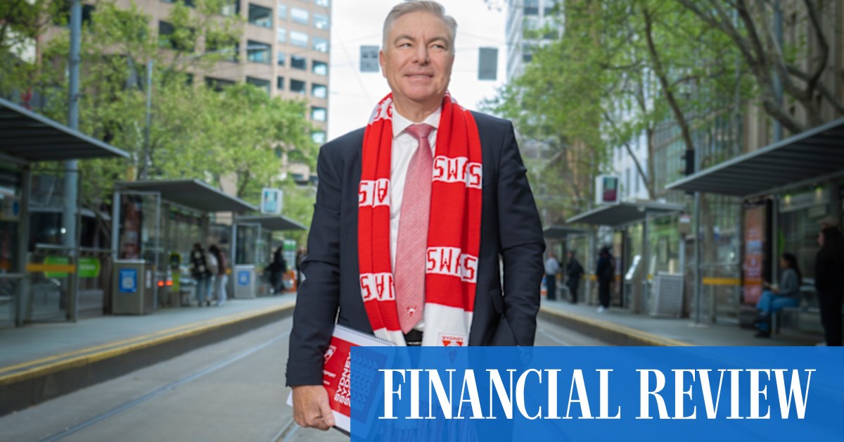 AFL chair contender Jeff Browne has Andrew Pridham in background