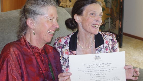 Barbara Farrelly, married partner Frances on first day possible