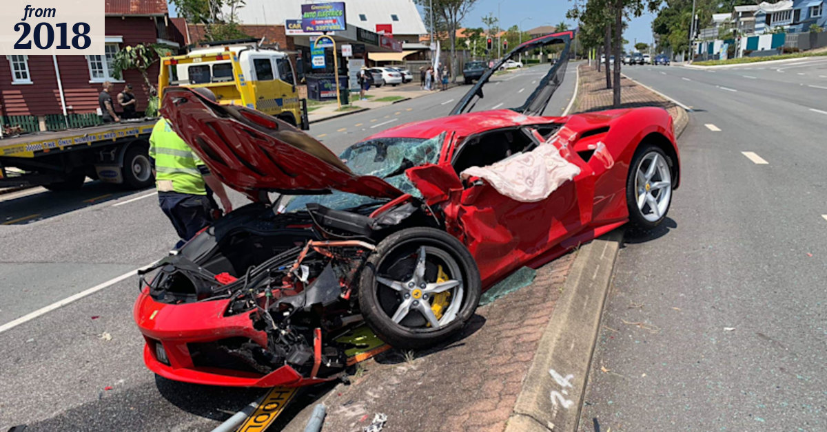 Ferrari trashed in two-vehicle Brisbane crash