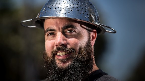 spaghetti colander hat