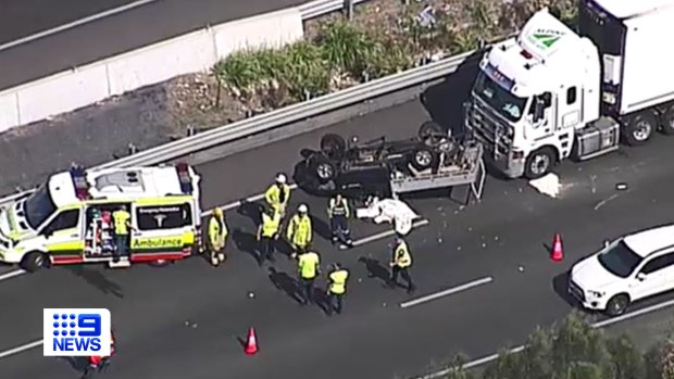 Gateway Motorway reopens after truck, ute crash blocks three lanes