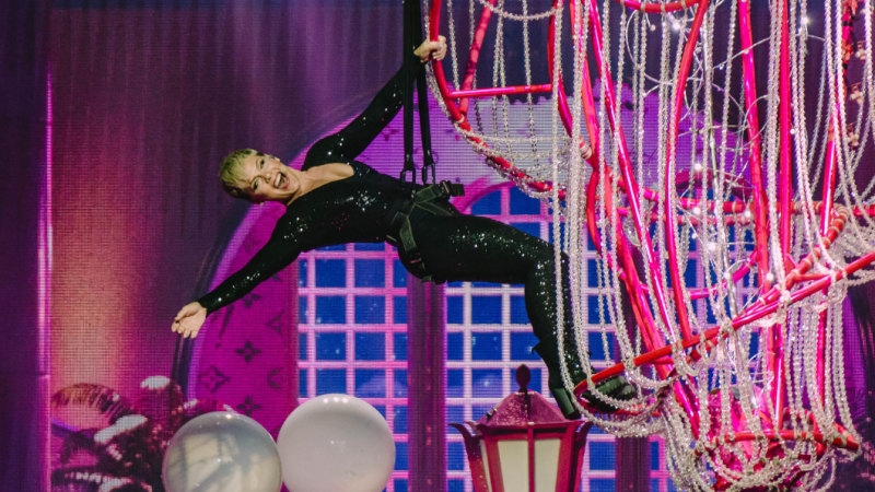 Pink sings and soars above as Brisbane crowd holds its breath