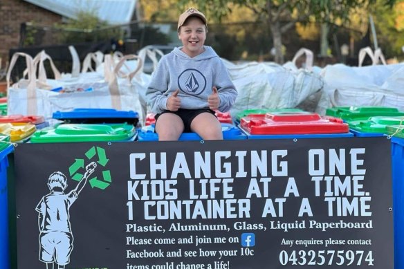 The young boy’s mission to help kids in need, one drink container at a time