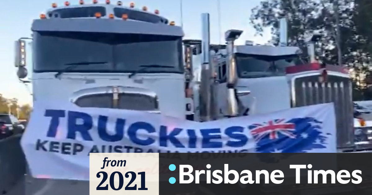 Truckies fined thousands for blocking border motorway with big rigs