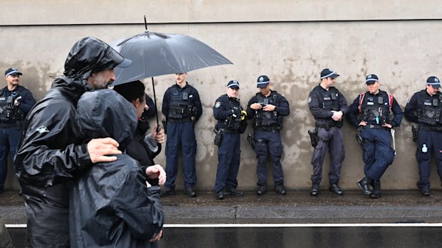 NSW police officers on duty at the Sydney Harbour Bridge.