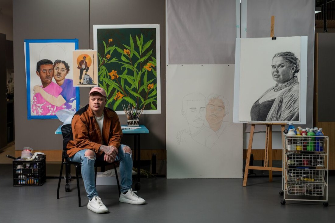 Artist Dylan Mooney, who is of Yuwi, Torres Strait and South Sea ...