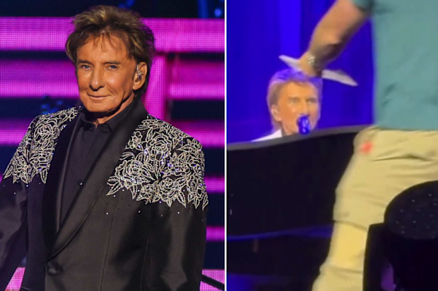 Barry Manilow rushed by fan on stage during Liverpool show as invader ...