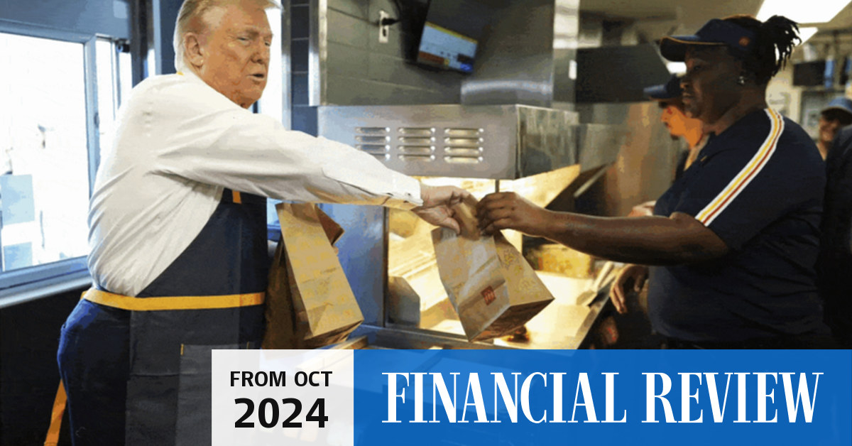 US election: Donald Trump works a McDonald’s fry station as election ...