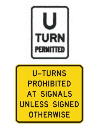U Turn Permitted Sign