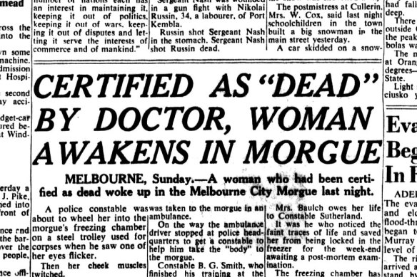 From the Archives, 1956: Woman wakes up in morgue