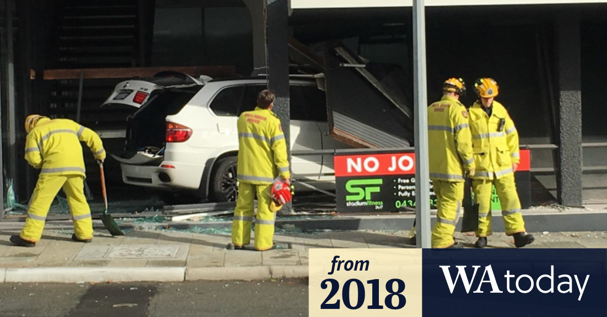 Traffic banked up after car crashes into gym in East Perth