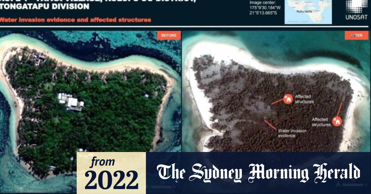 Tonga volcano eruption: Satellite images emerge of islands covered in ...