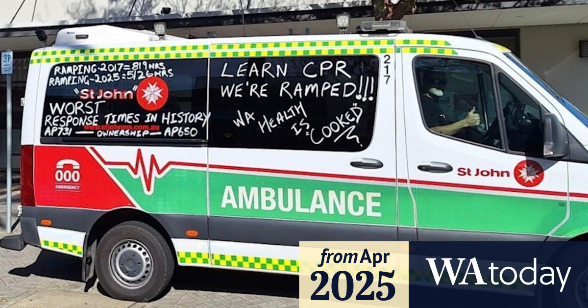 Angry Perth paramedics vent frustrations by scribbling on ambulances