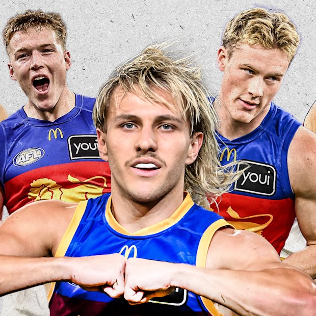 AFL: Brisbane Lions Kai Lohmann, Logan Morris, Darcy Wilmot, Jaspa ...