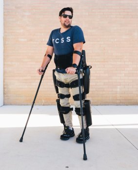 ReWalk exoskeleton allows paraplegic Paul Jenkins to walk again