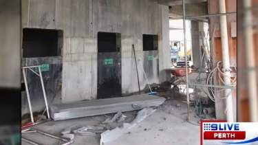 Tradesmen escape injury after concrete slab falls from ceiling on Perth ...