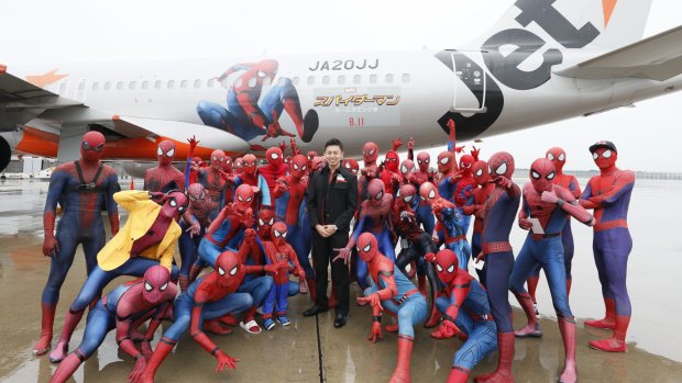 Jetstar Japan's Spider-Man flight: 40 Spider-Men invade Tokyo-Osaka ...