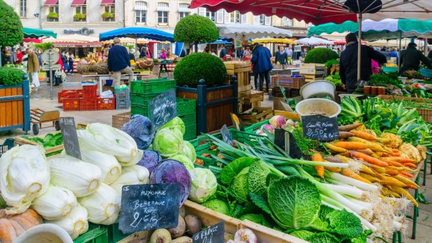 Beaune, France: Saturday morning markets inside the French walled city ...