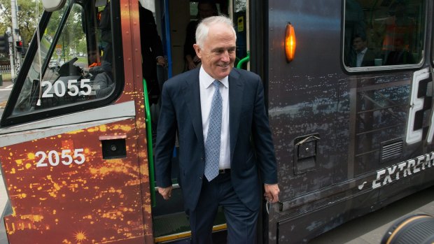 Malcolm Turnbull takes time away from the chaos to ride the tram