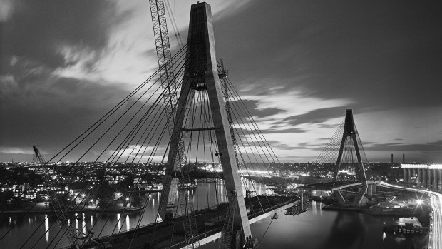 The Anzac Bridge in focus