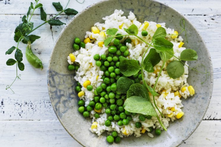 how to cook rice with corn and peas
