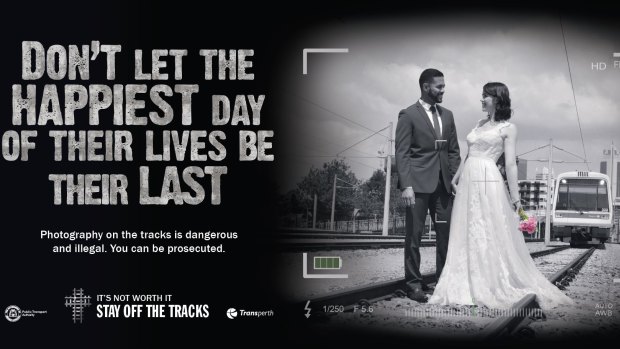 'Til death': Transperth warns against train tracks wedding photoshoot trend