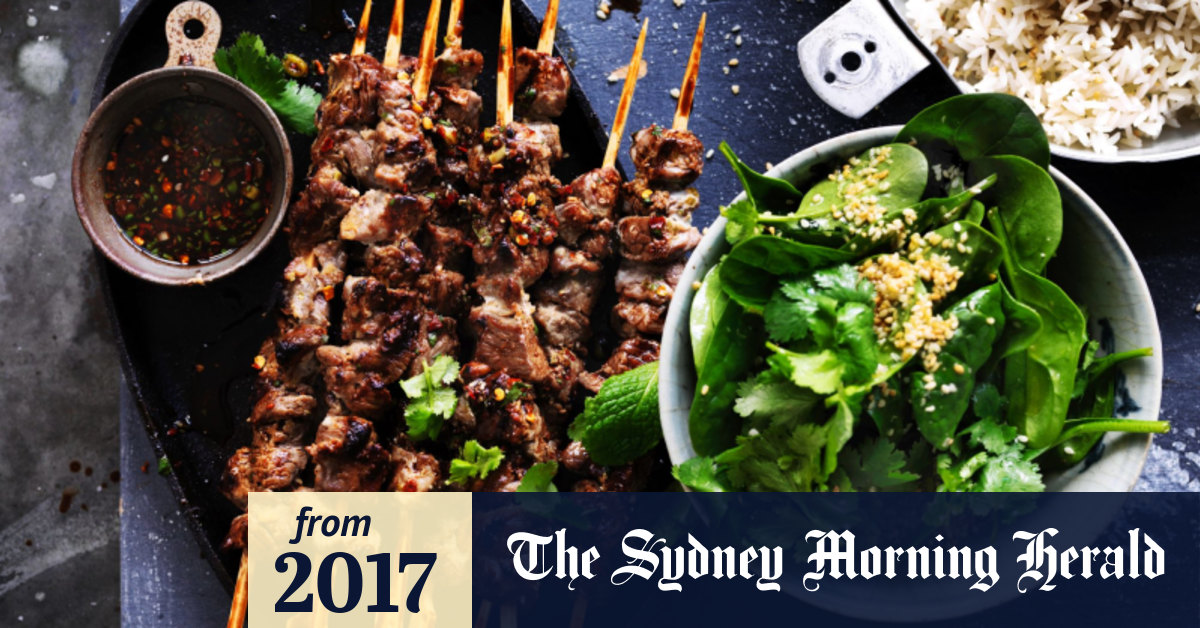 Neil Perry's beef sticks with spicy tamarind, and spicy barbecued chicken