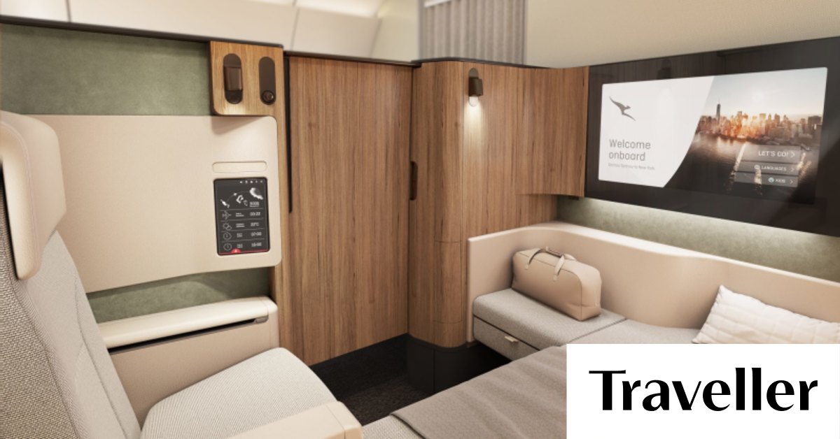 Qantas A350 first-class suite: New cabin design like a hotel room in ...