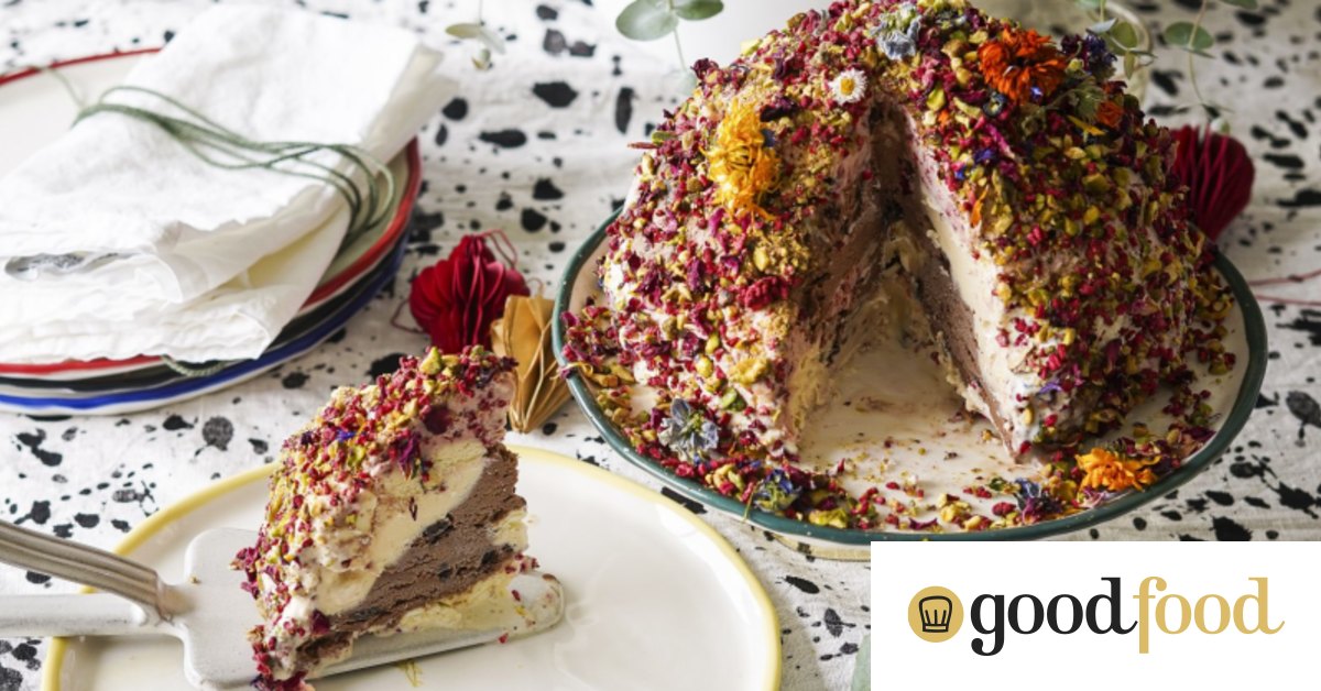Neapolitan Christmas Bombe ice-cream cake